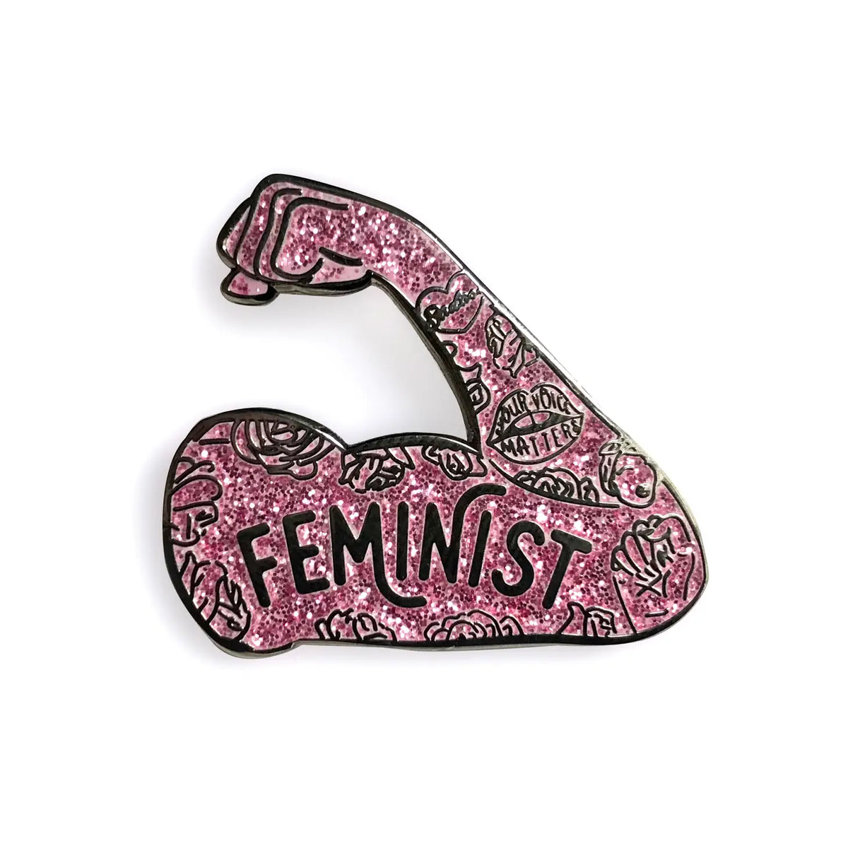 FEMINIST ARM GLITTER PIN – Crystal Bridges and the Momentary